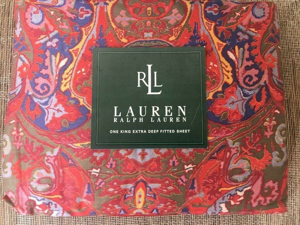 Ralph Lauren Galahad Red Paisley King Sheet Set 4 Pc Sateen Rare ...