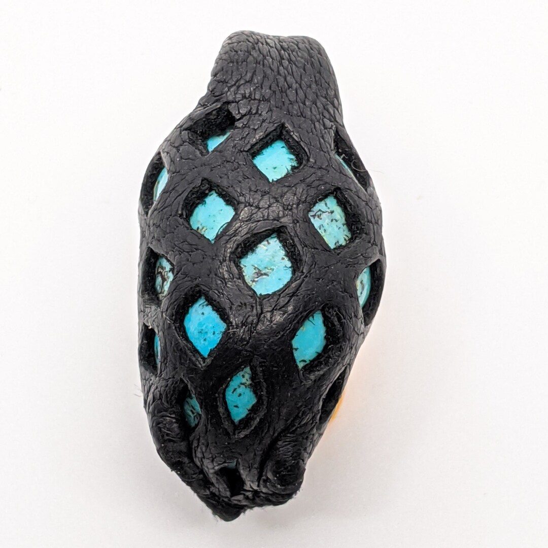 SAMURAI Head Turquoise Stone Deer Hide - Etsy