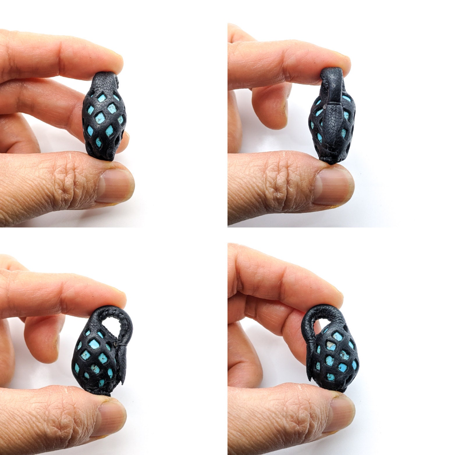 SAMURAI Head Turquoise Stone Deer Hide - Etsy