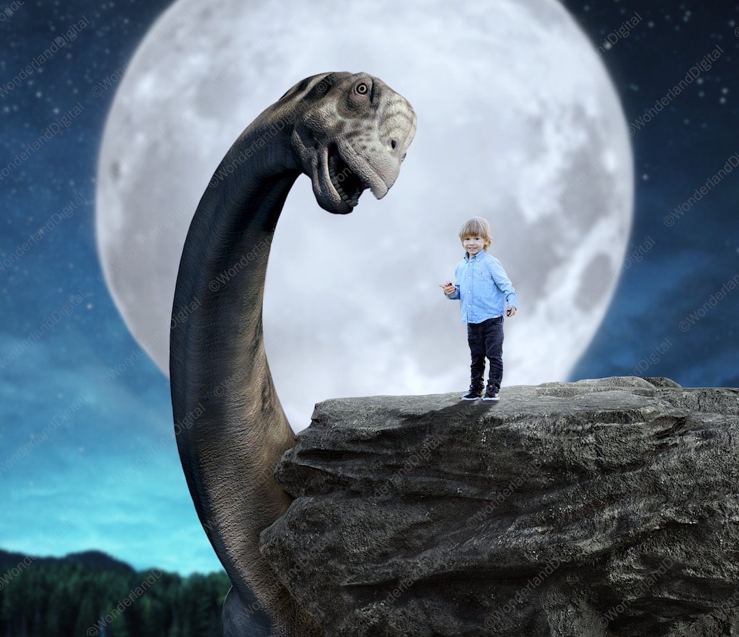 Dinosaur Digital Backdrop, Dinosaur Night Sky Backdrop, Dinosaur ...