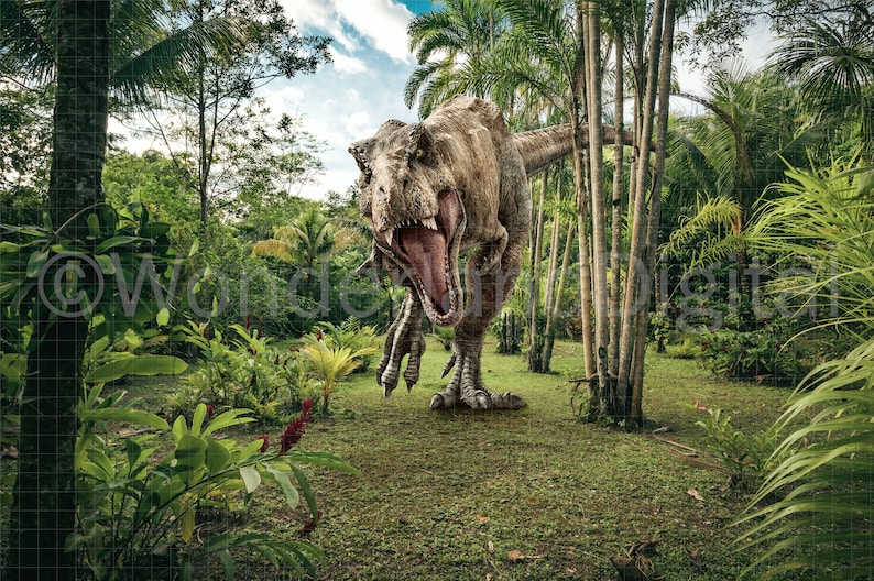 Dinosaur Digital Backdrop, T-rex Jungle Backdrop, T-rex Digital ...
