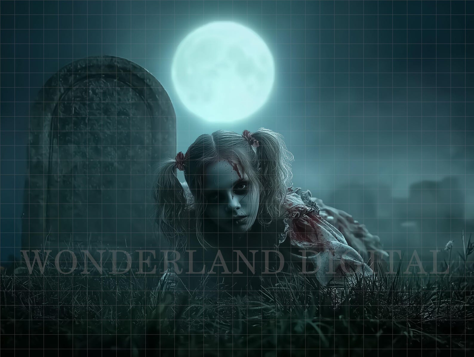 Creepy Graveyard Digital Backdrop, Zombie Grave Backdrop, Haunted ...