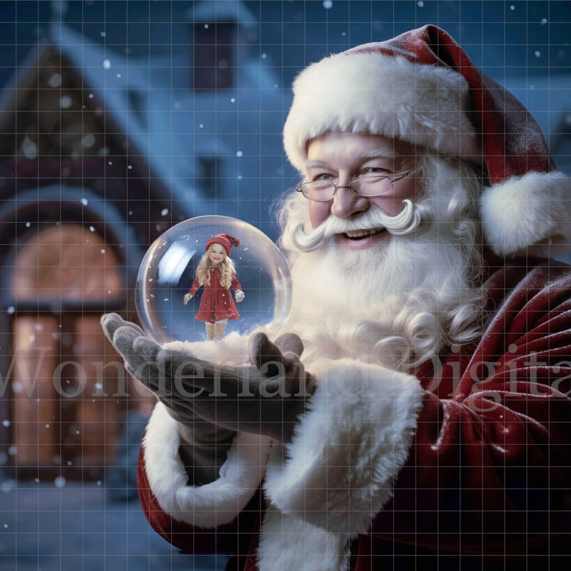 Santa Snow Globe Christmas Digital Backdrop - Etsy