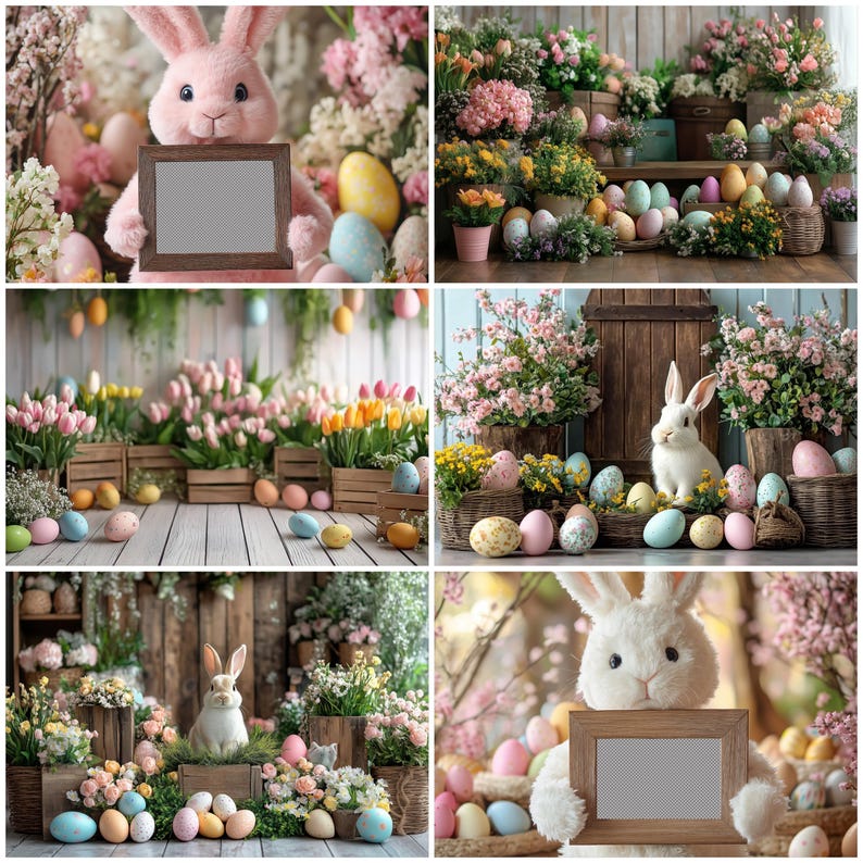 Easter Digital Backdrop Bundle, Spring Photography Backdrop Bundle, 75 ...