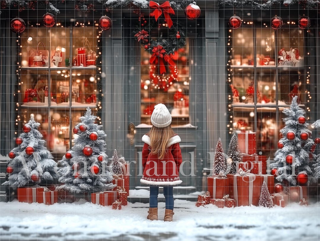 Christmas Toy Store Backdrop - Digital Christmas Backdrop - Outdoor ...
