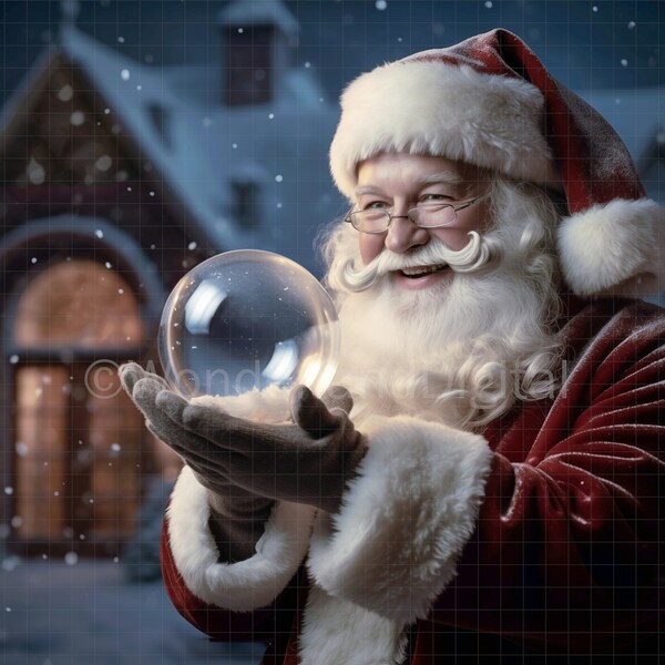 Santa Snow Globe Christmas Digital Backdrop Etsy