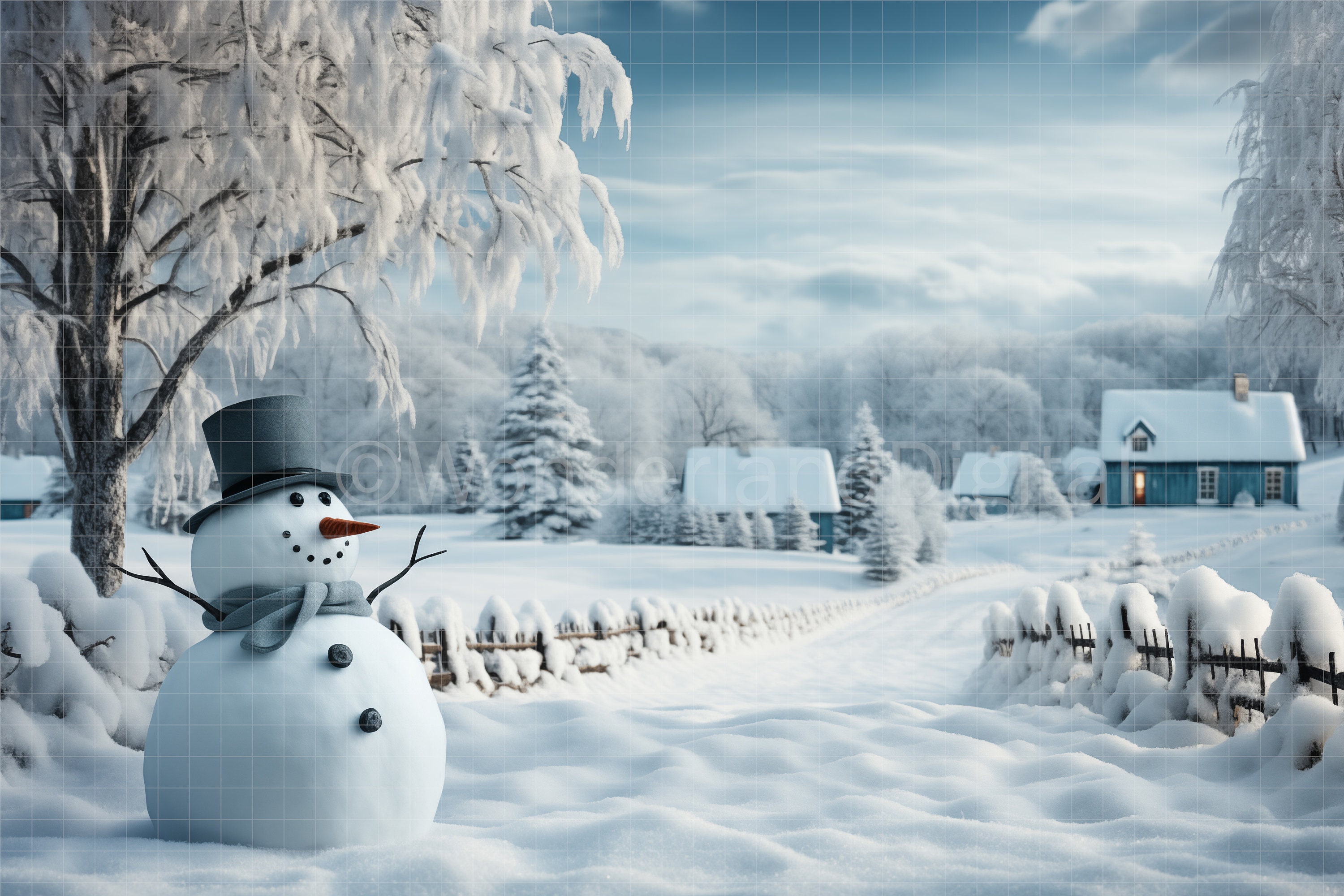 Snowman Digital Backdrop, Winter Photography Backdrop, Christmas ...