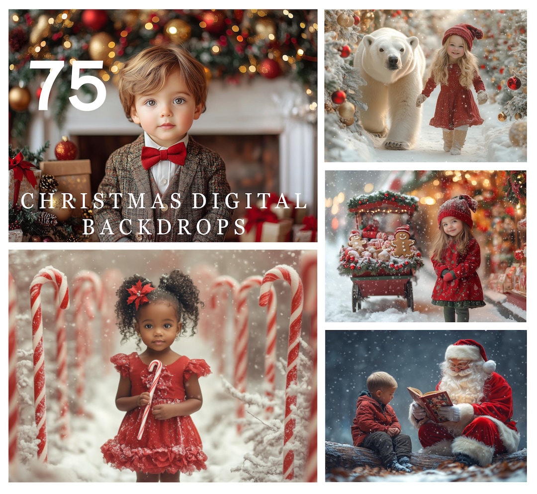 75 Christmas Digital Backdrops, Christmas Photography Backdrop Bundle ...