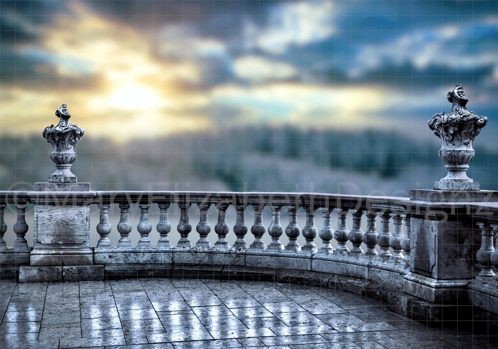 Winter Castle Balcony Digital Backdrop/Background | Etsy