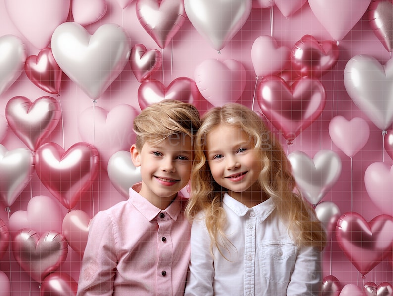 Valentines Day Backdrop, Digital Photography Background, Balloon Wall ...