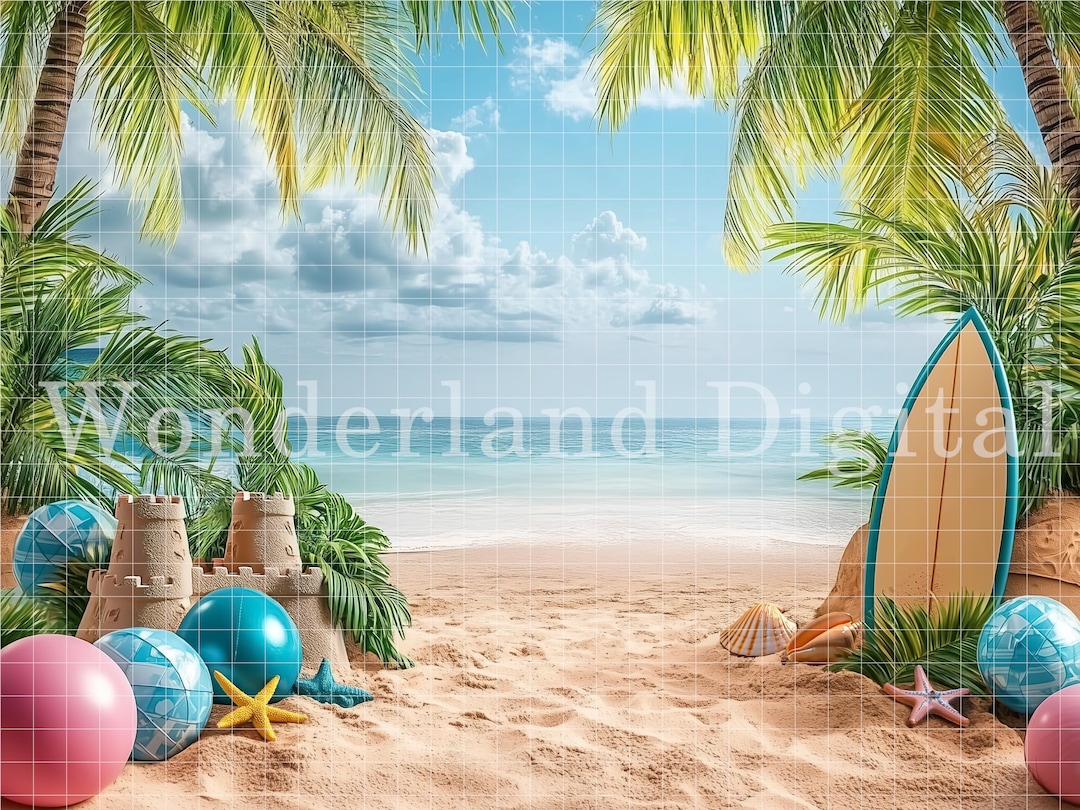 Summer Digital Backdrop, Summer Background, Beach Photography Backdrop ...