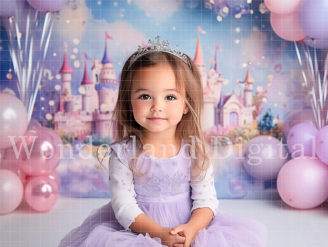 Princess Digital Backdrop, Blurred Castle Backdrop, Pink and Purple ...
