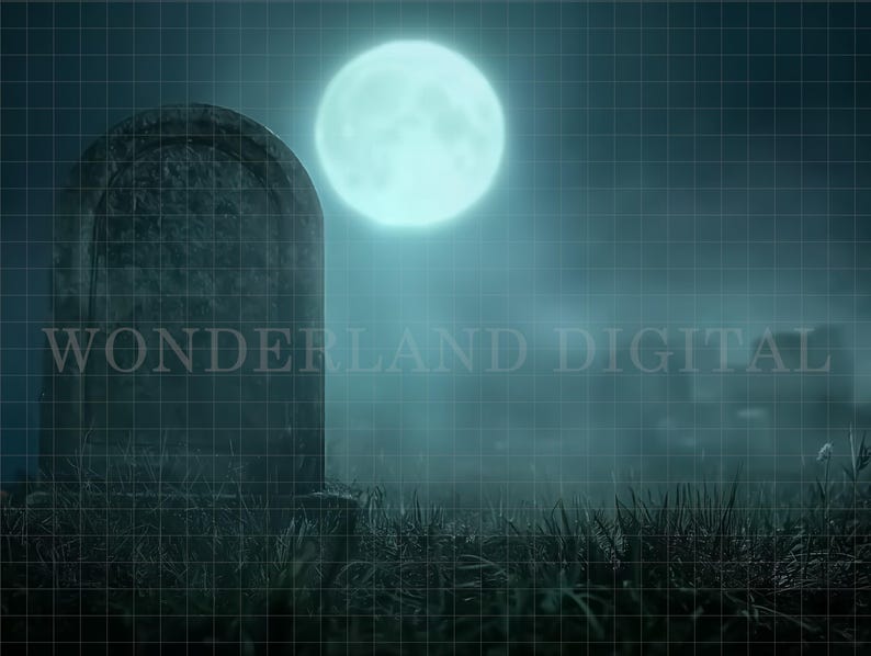 Creepy Graveyard Digital Backdrop, Zombie Grave Backdrop, Haunted ...