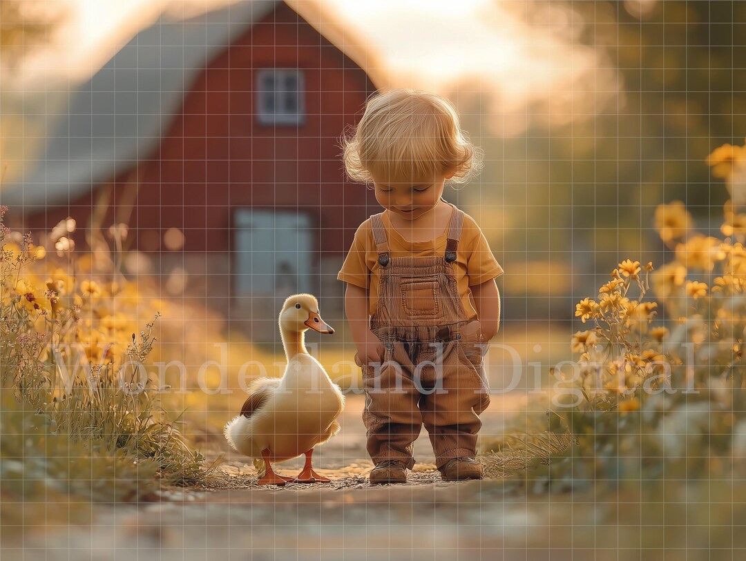 Spring Digital Backdrop, Spring Duck Backdrop for Photography, Country ...