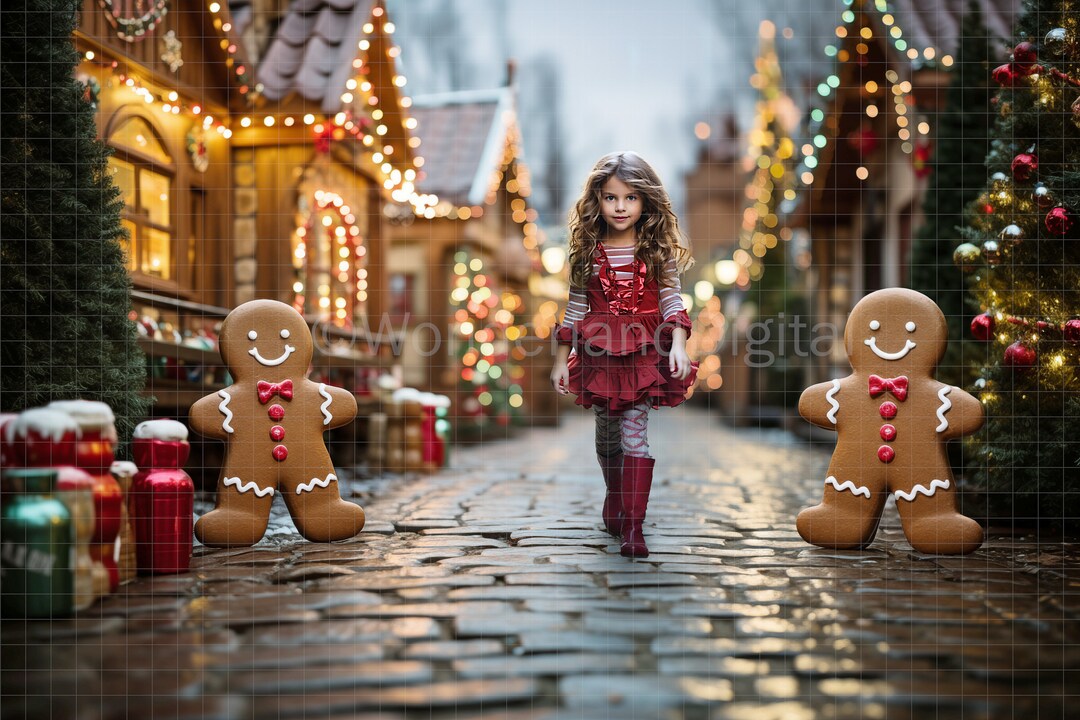Gingerbread Man Digital Backdrop, Christmas Digital Backdrop, Christmas ...