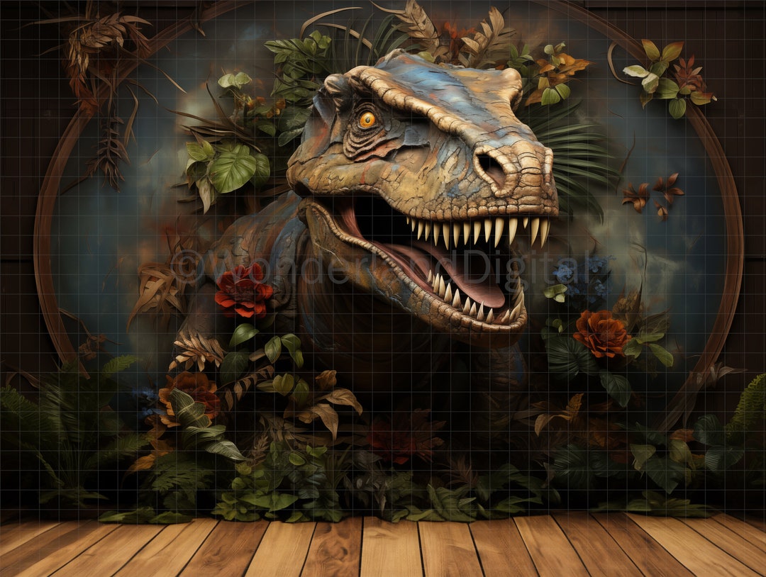 Dinosaur Digital Backdrop, 3D Dinosaur Backdrop, Dinosaur Digital ...