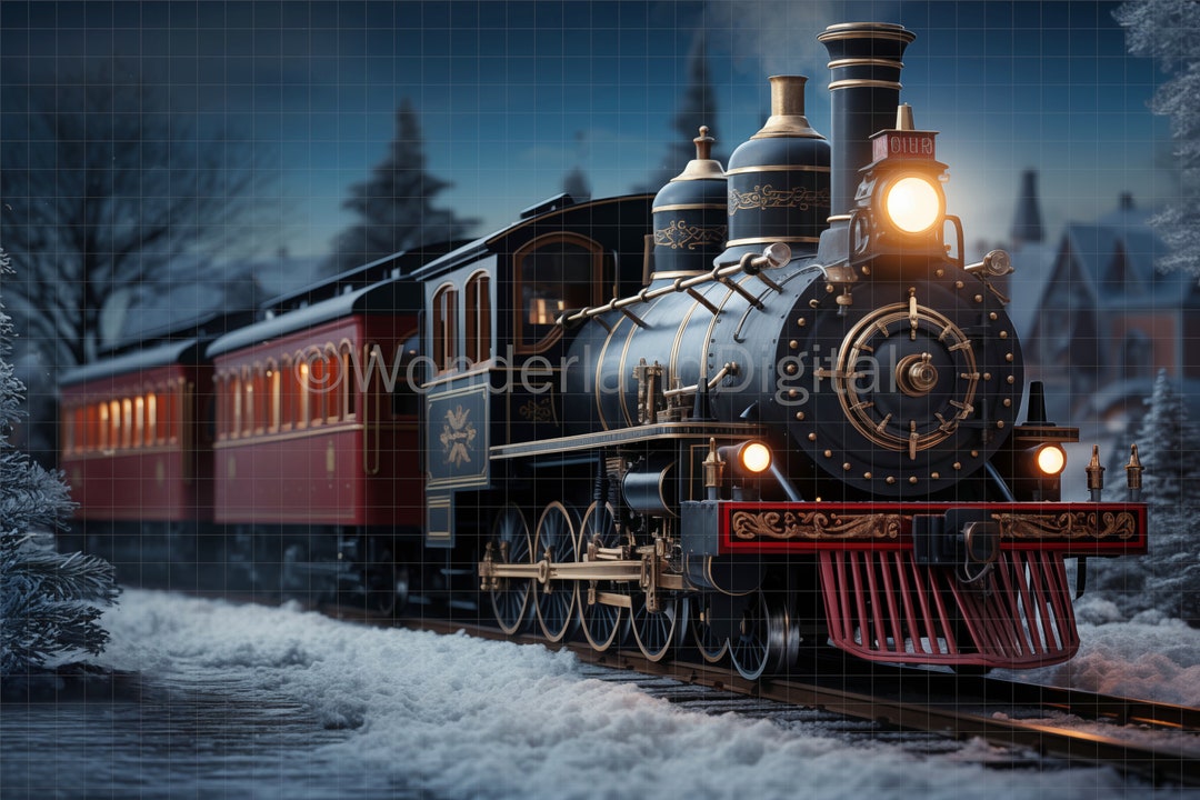 Christmas Train Digital Backdrop Express Train Christmas - Etsy