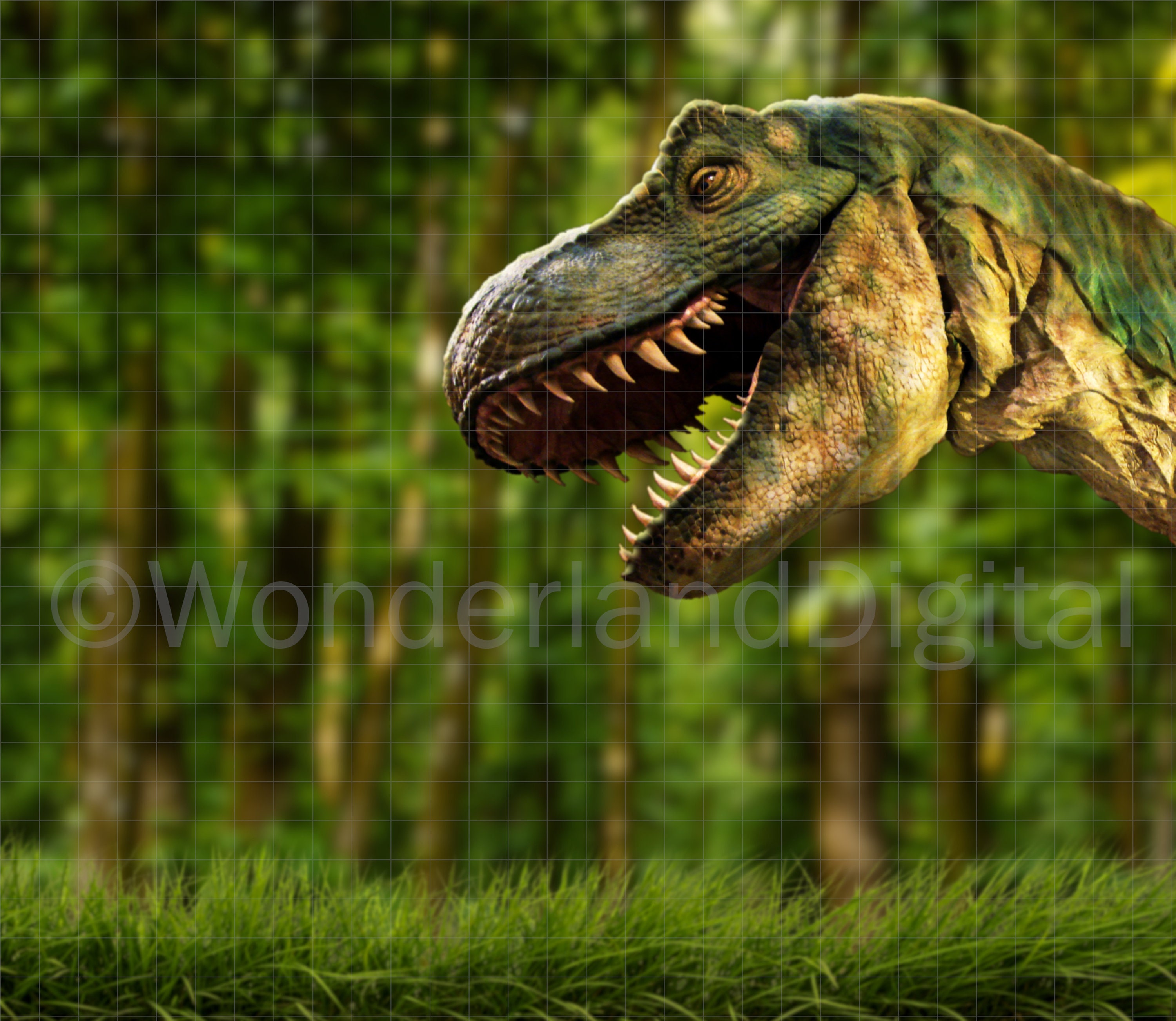 Friendly T-rex Dinosaur Digital Backdrop/background With Grass Overlay ...