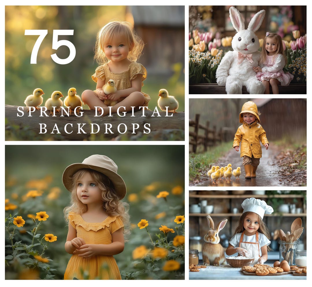 Easter Digital Backdrop Bundle, Spring Photography Backdrop Bundle, 75 ...