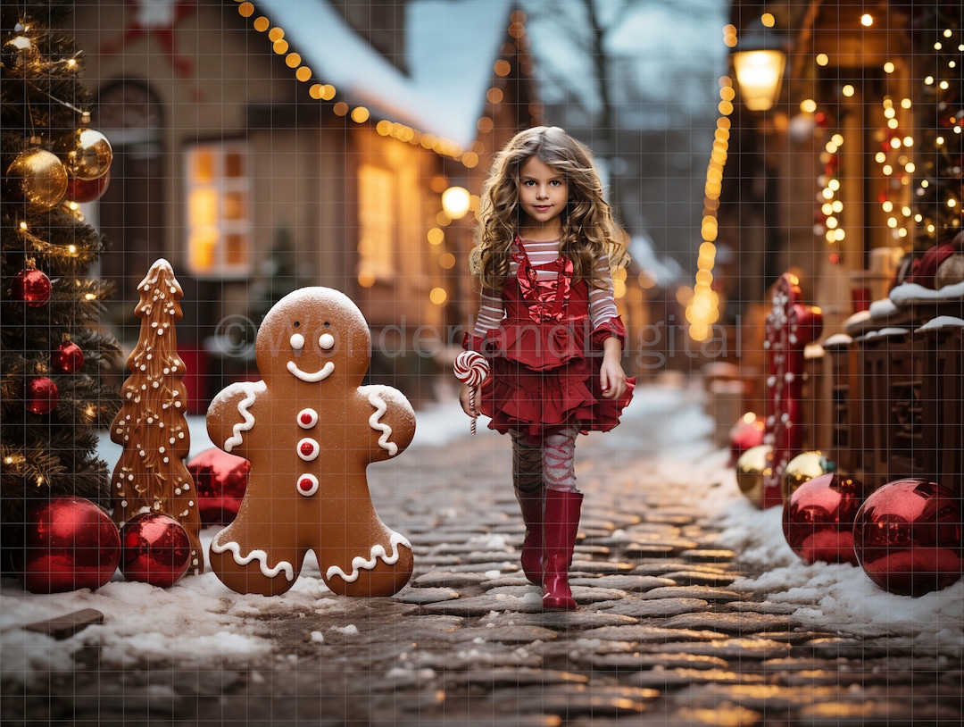 Christmas Digital Backdrop, Gingerbread Man Backdrop, Christmas Digital ...