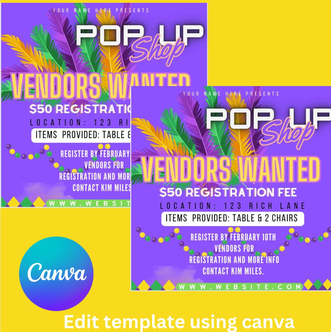 Editable Flyer Template, Mardi Gras Flyer, Vendor, Mardi Gras Party ...