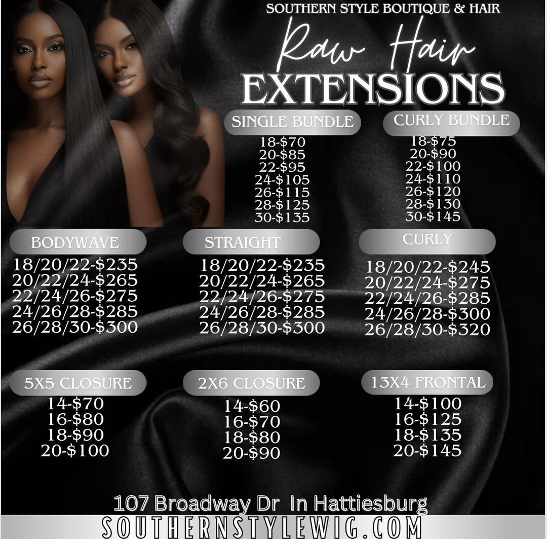 DIY Hair Bundles & Wigs Price List Template | Hair Sale, Bundle Deals ...