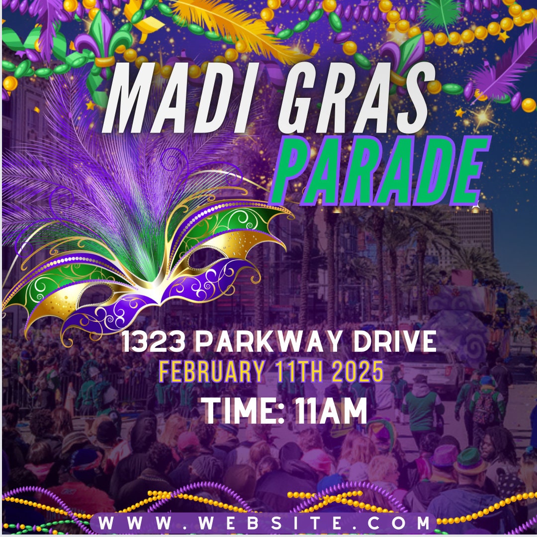 Editable Flyer Template, Mardi Gras Flyer, Mardi Gras Party, Fat ...