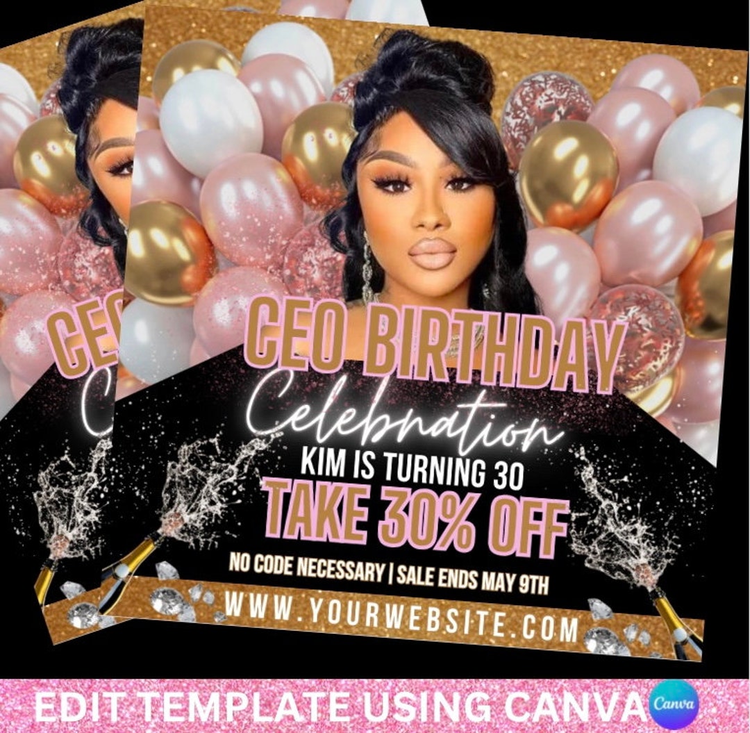 CEO Birthday Flyer, DIY Flyer Template Design, Celebration Flyer, Sale ...
