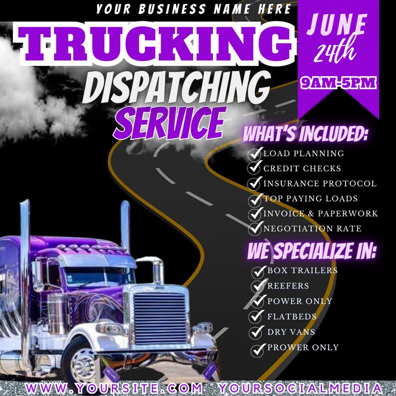 Truck Dispatcher Flyer, DIY Flyer Template Design, Trucking Services ...