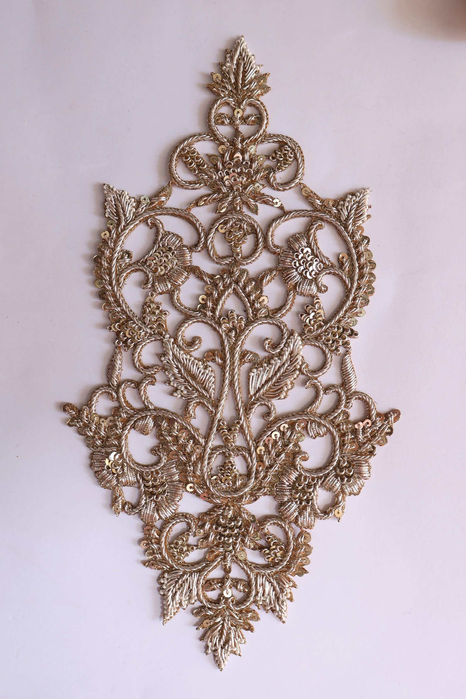 Baroque Embroidered Applique Patch: Gold Zardozi & Sequin Indian Patch ...