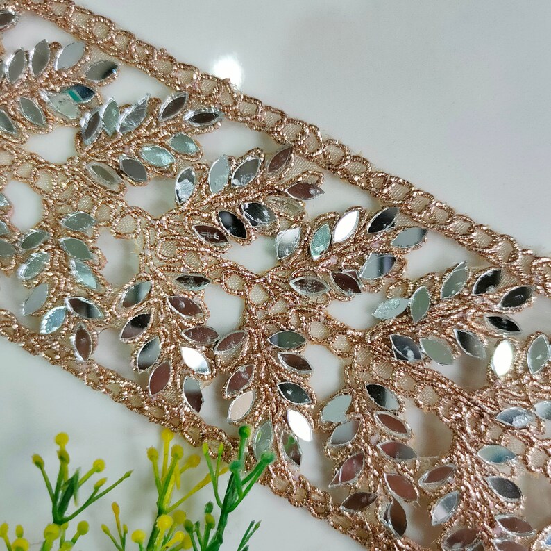 Rose Gold Mirror Vine Glamourous Sari Trim Indian Bollywood - Etsy