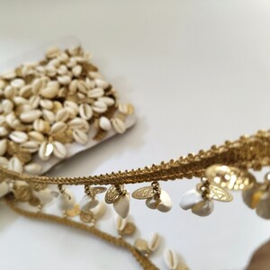 Coin & Cowrie Shell Beaded Trim: Indian Saree Border Lace - Etsy