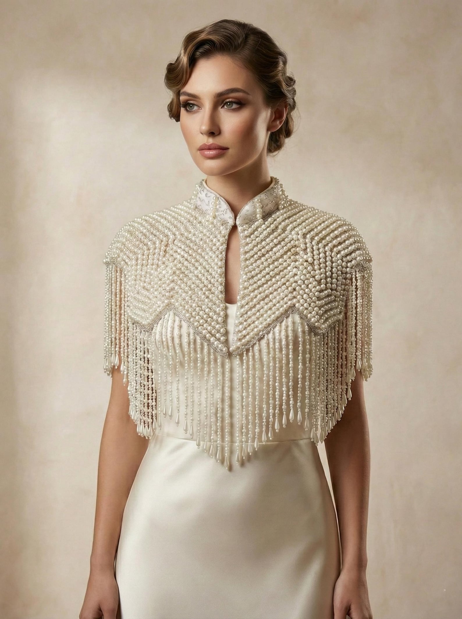White Pearl Beaded Cape: Wedding & Evening Cover-up Shrug - Etsy