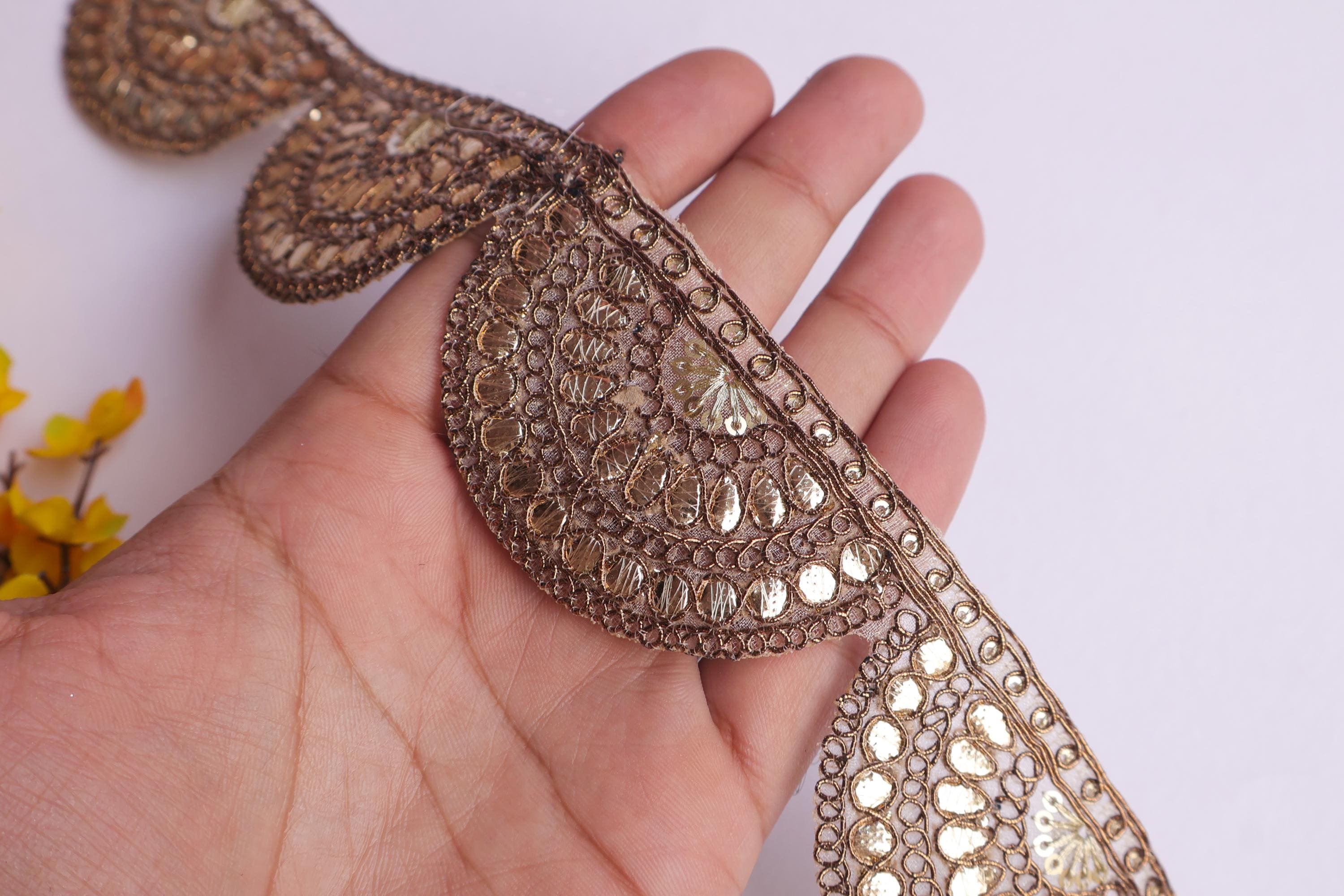 9 Yards Dark Gold Scalloped Gota Patti Indian Lace - 5cm Wide - Etsy