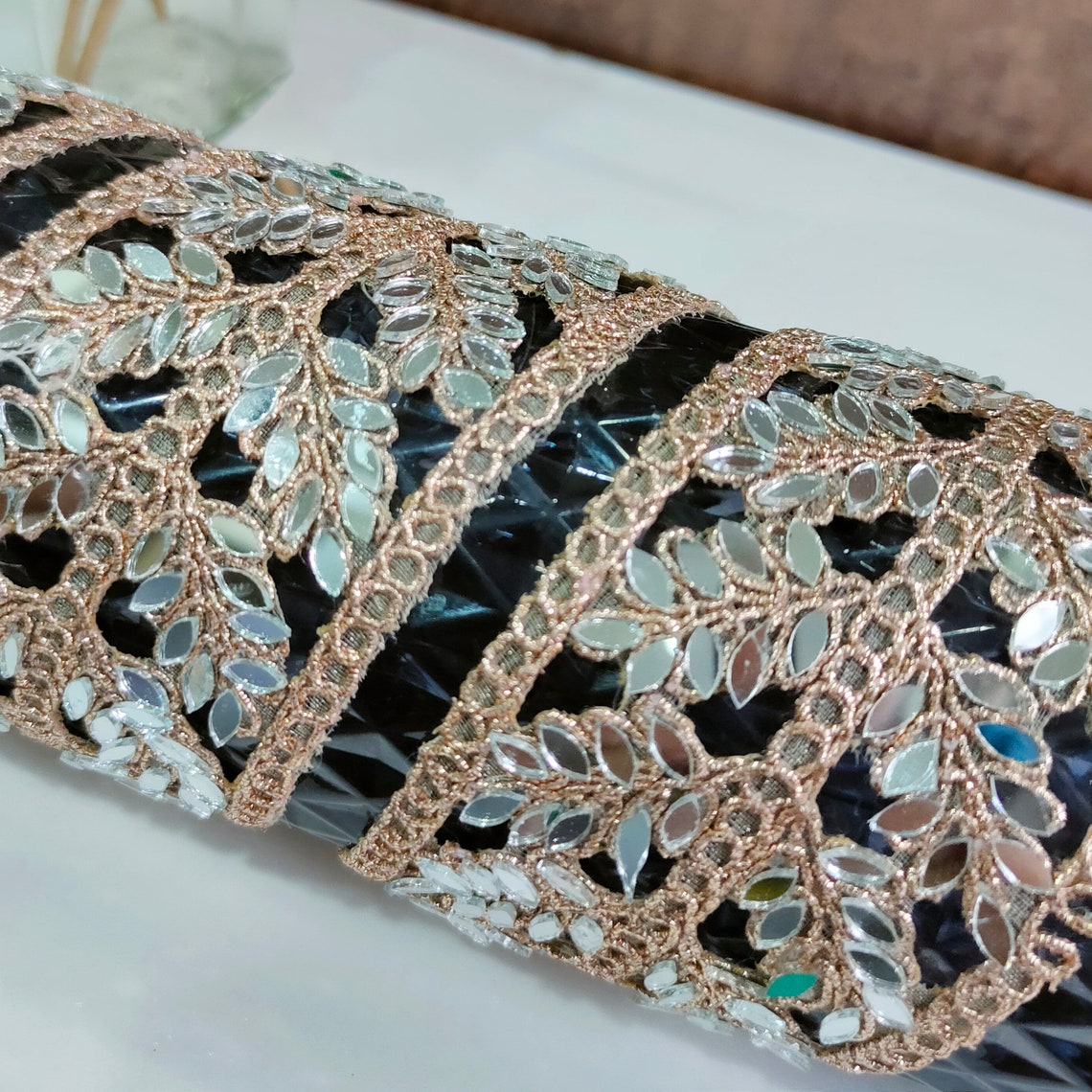 Rose Gold Mirror Vine Glamourous Sari Trim Indian Bollywood - Etsy