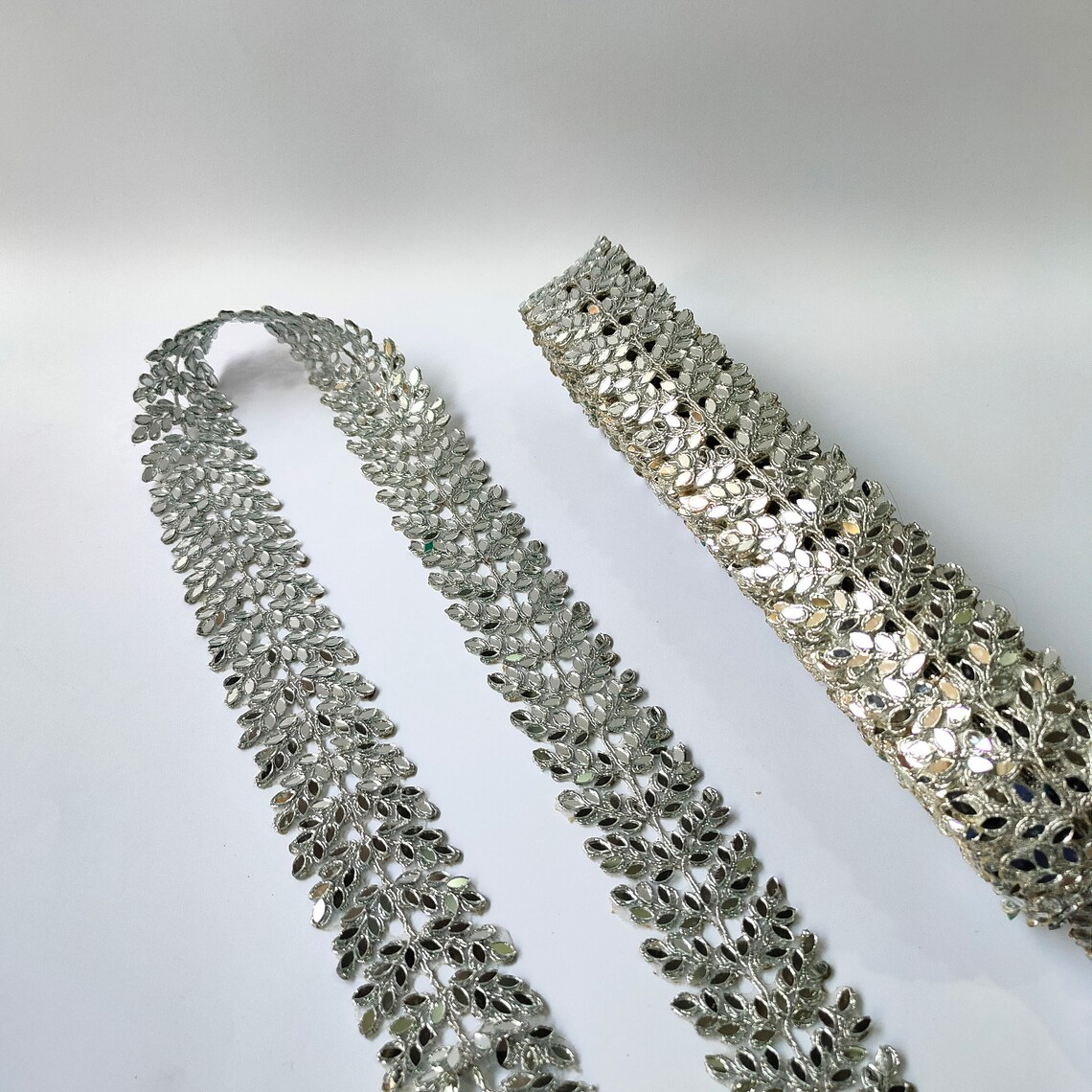 Beautiful Silver Mirror Cutwork Vine Glamourous Sari Trim - Etsy