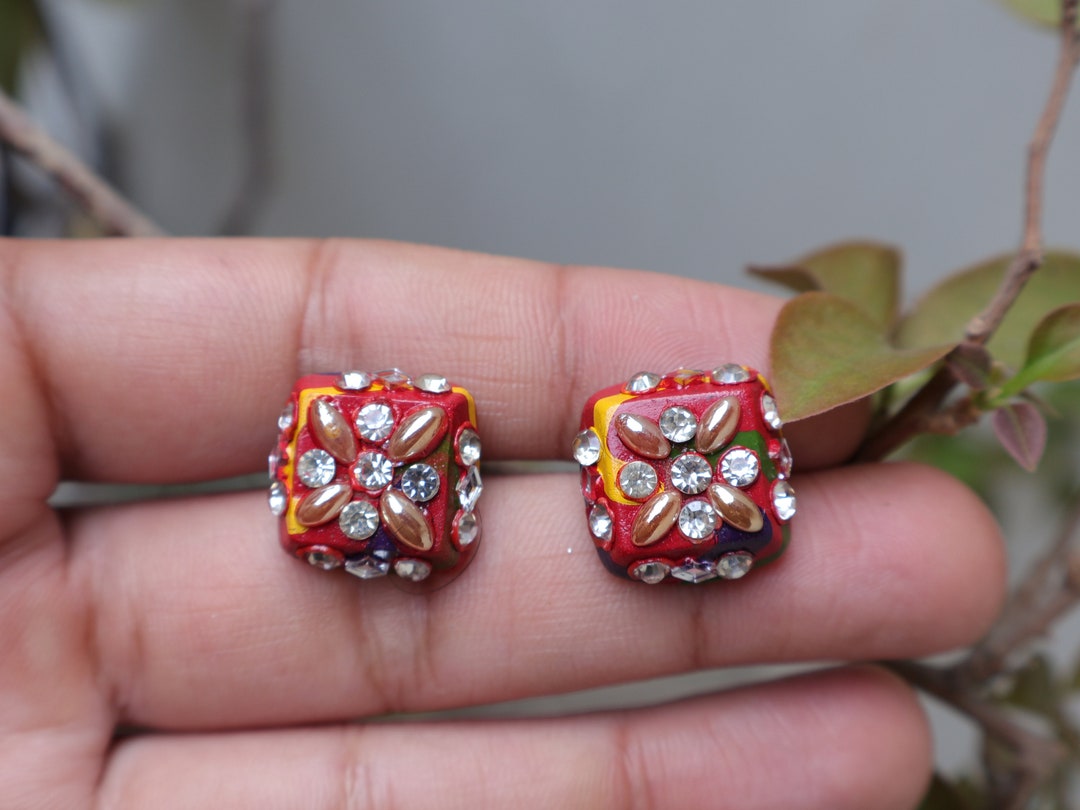 Indian Ethnic Handicraft Buttons With Zircon & Gem Rhinestone, Charm ...