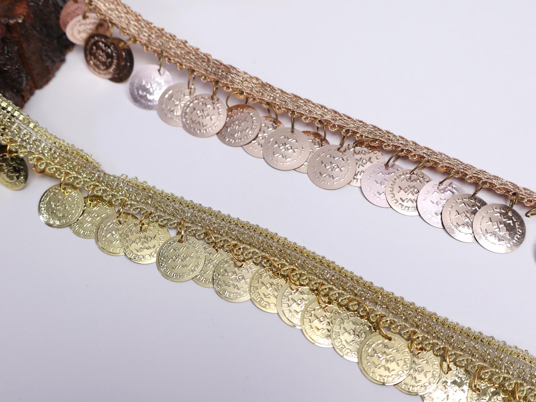 Golden Coin Beaded Trim: 9-yard Wedding Sash Lace - Etsy