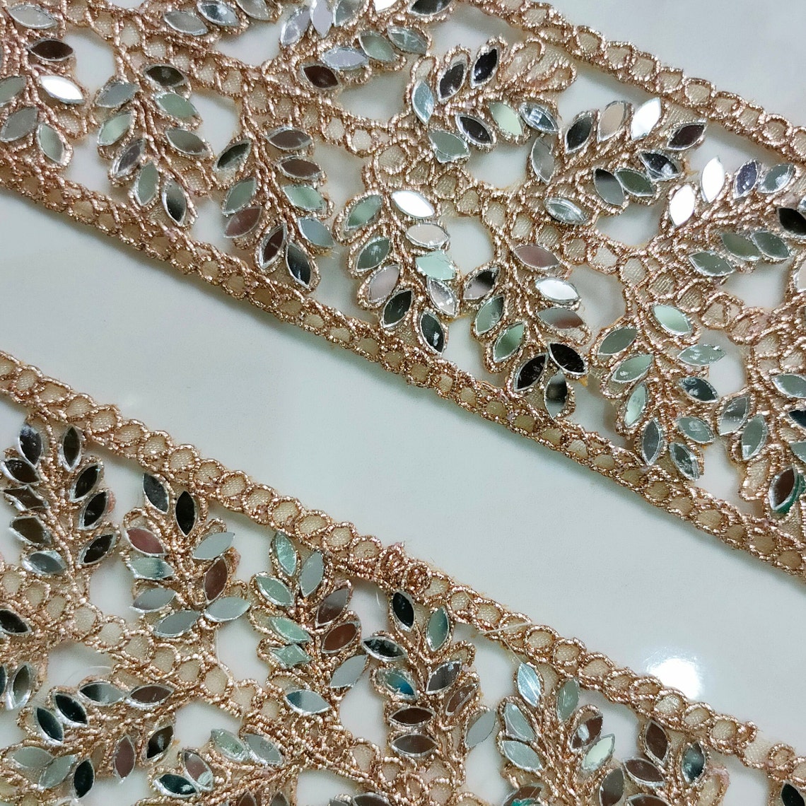Rose Gold Mirror Vine Glamourous Sari Trim Indian Bollywood - Etsy