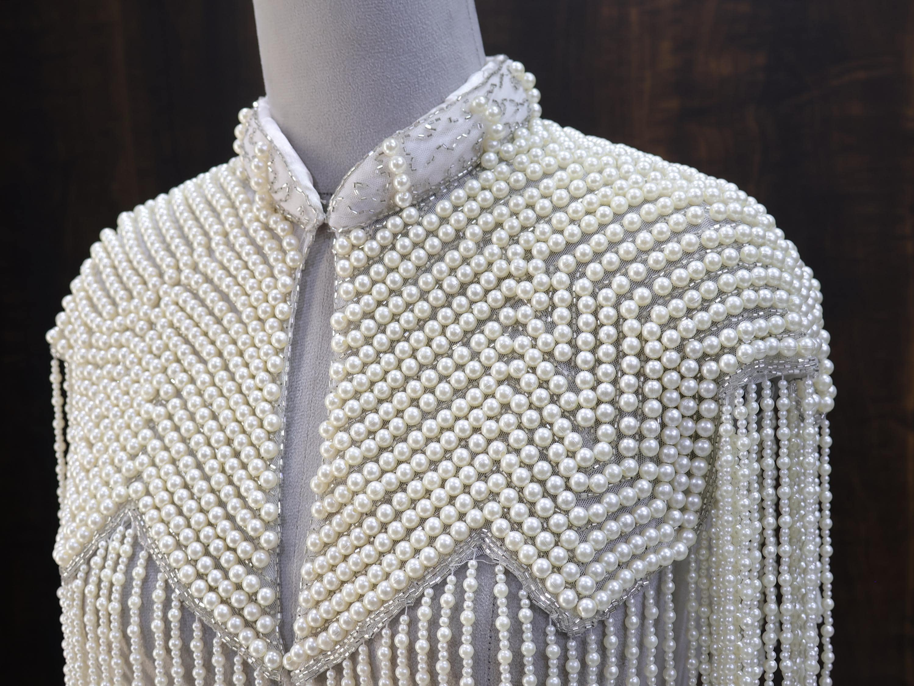 White Pearl Beaded Cape: Wedding & Evening Cover-up Shrug - Etsy