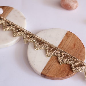 9 Yards - Golden Triangular Gota Patti Lace Trim, Samosa Lace, Dupatta Border Ribbon Lace, DIY ...