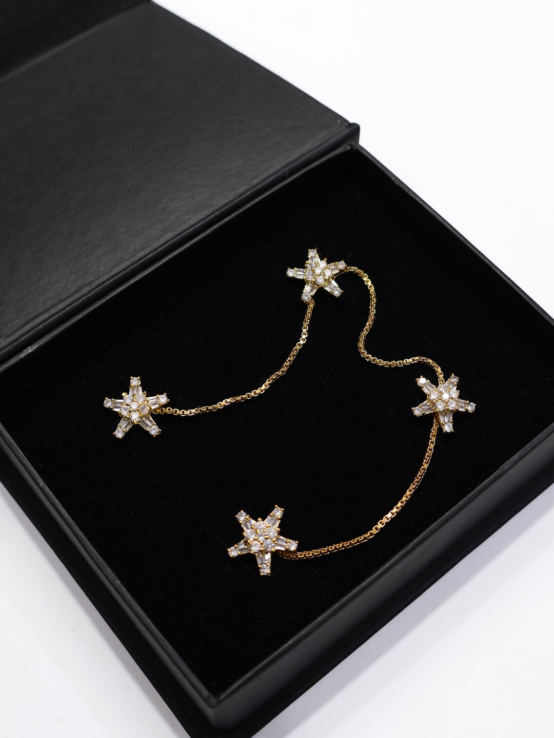 Luxury Gold Stud Buttons With Suspended Chain, AD Crystal Buttons for ...