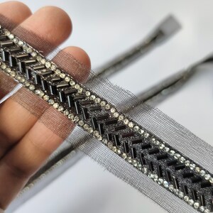 Black Gothic Zircon Metallic Indian Trim Lace, Organza Ribbon Sari ...