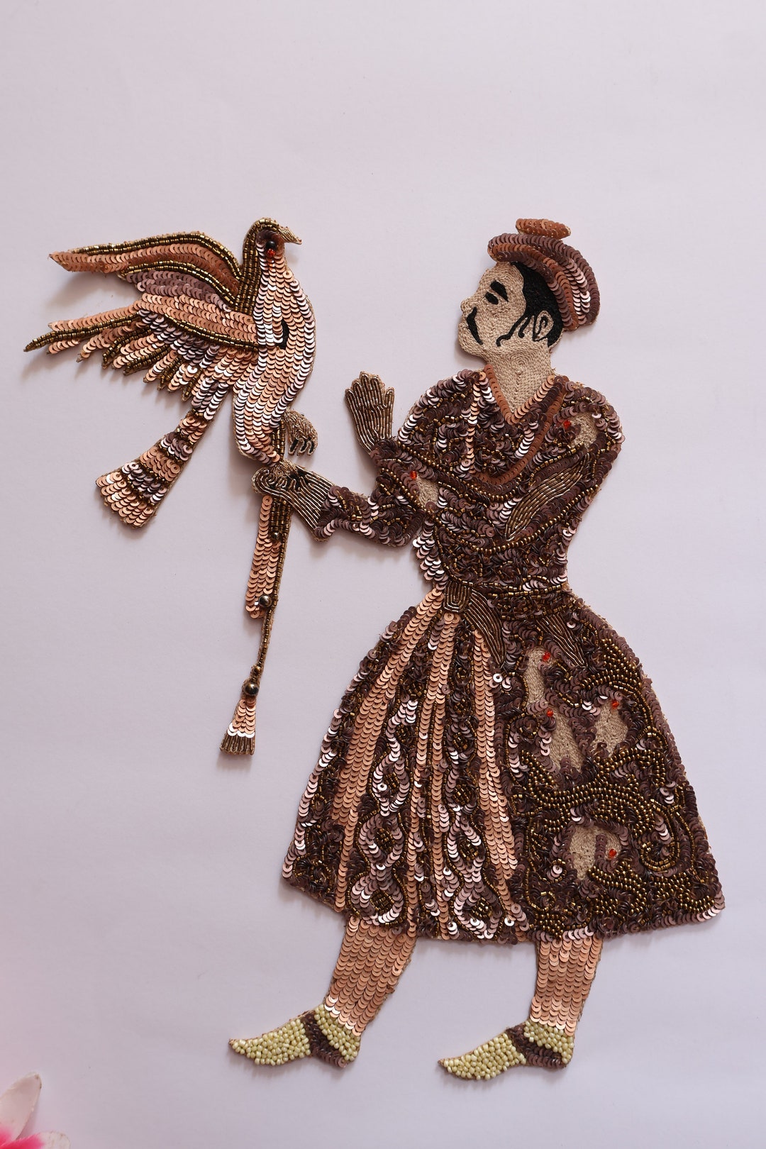 Intricate Sequin Work Zardozi Applique Patch, Indian Emperor & Eagle ...