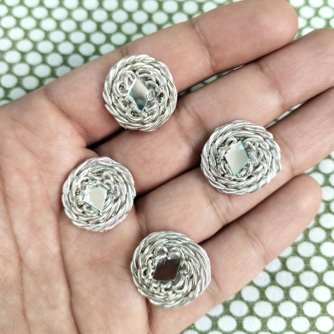 25 Silver Mirror Applique Patches: Indian Sewing Embellishments - Etsy