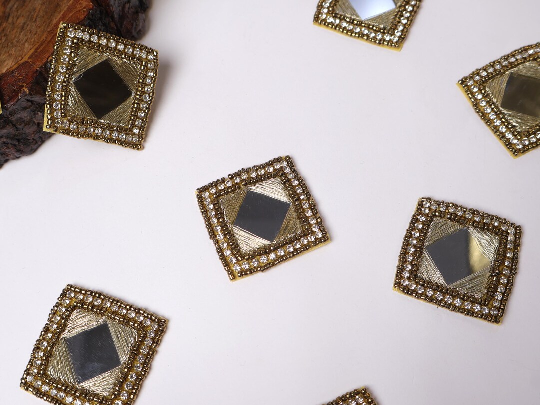 Handcrafted Indian Mirror Applique Patches: Beaded Sew-on ...