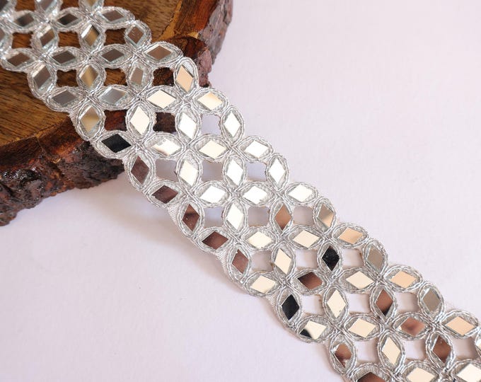 Silver Mirror Cutwork Lace Trim: Indian Sari Border, 5cm Wide - Etsy