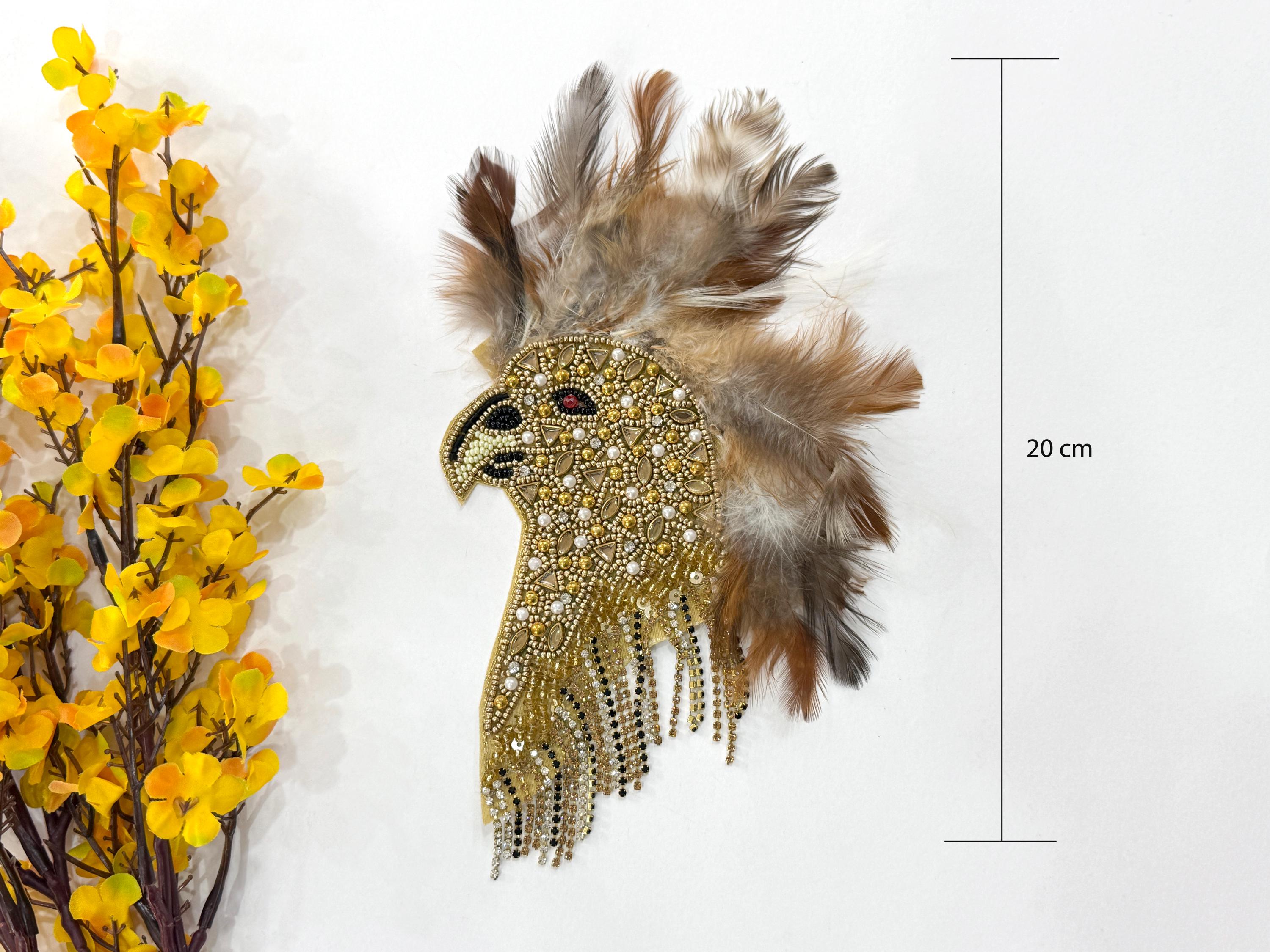 Handmade Golden Eagle Embroidered Fur Patch: Luxury Indian Applique - Etsy