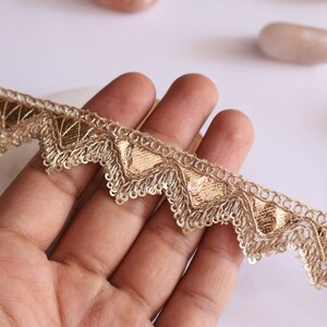 9 Yards - Golden Triangular Gota Patti Lace Trim, Samosa Lace, Dupatta Border Ribbon Lace, DIY ...
