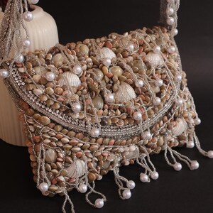 Premium Handcrafted Real Coral Shells Handbag, Purse With Pearl ...